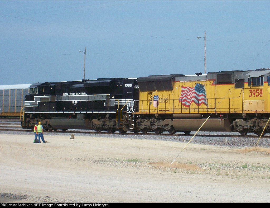 NS 1066 - New York Central Heritage Unit eastbound UP loaded autorack train